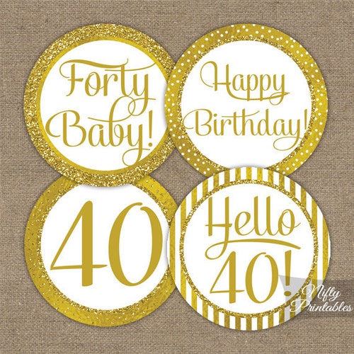 Black Gold 40th Birthday Cupcake Toppers 40th Bday Party - Etsy