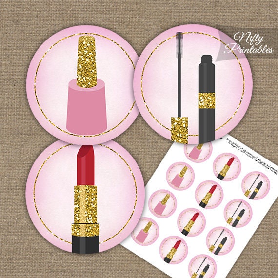 Makeup Cupcake Toppers Printable Cosmetics Party Decorations | Etsy