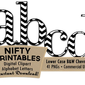 Black White College Chevron Digital Alphabet Letter Set - Varsity ...