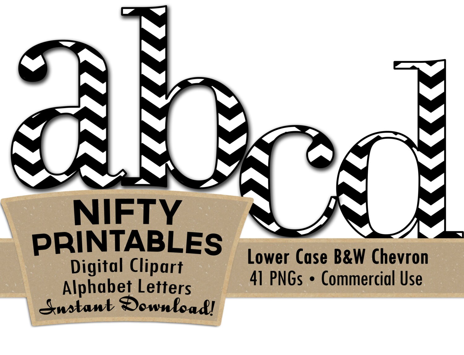 Black White College Chevron Digital Alphabet Letter Set - Etsy