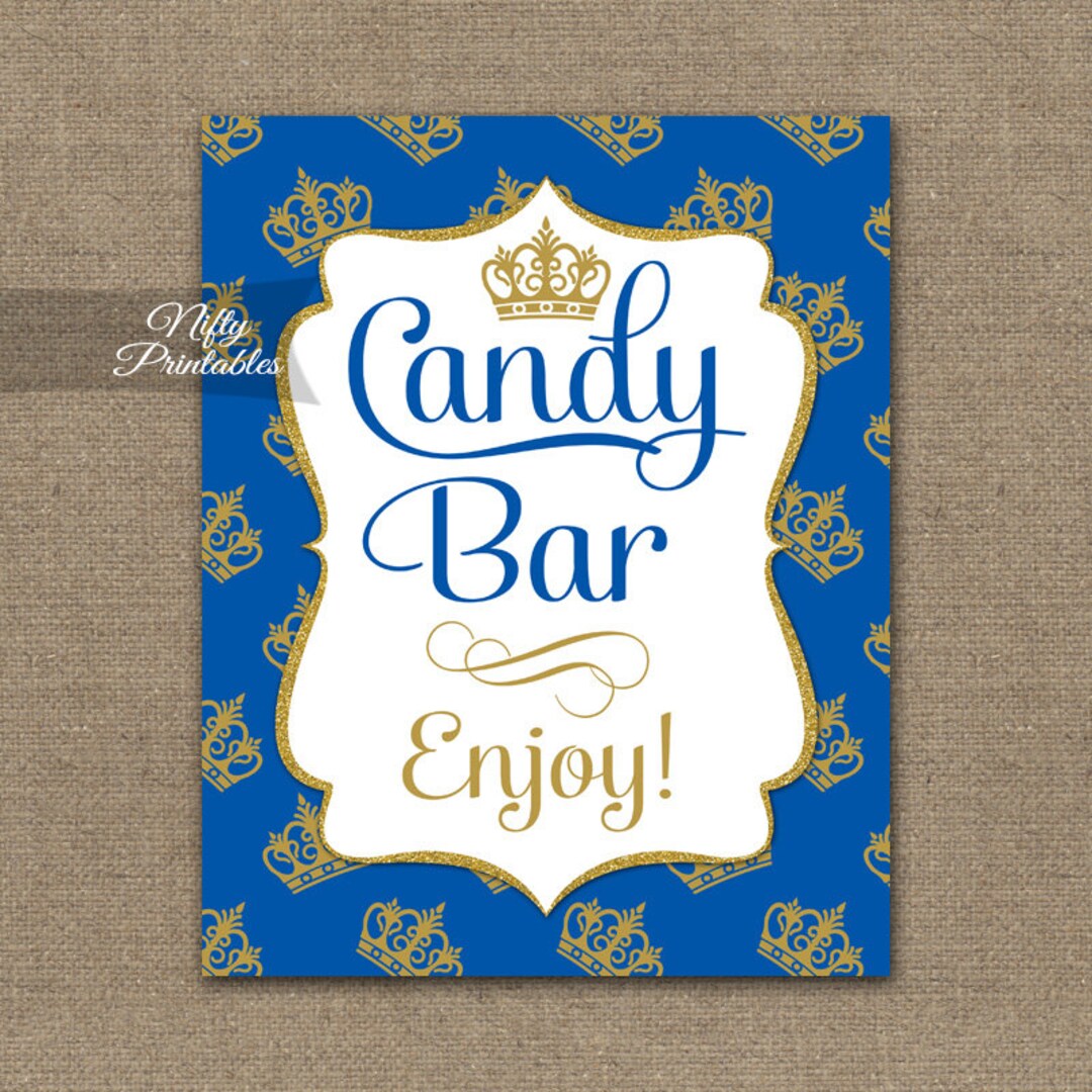 Candy Bar Sign Royal Prince Candy Buffet Sign Blue Gold - Etsy