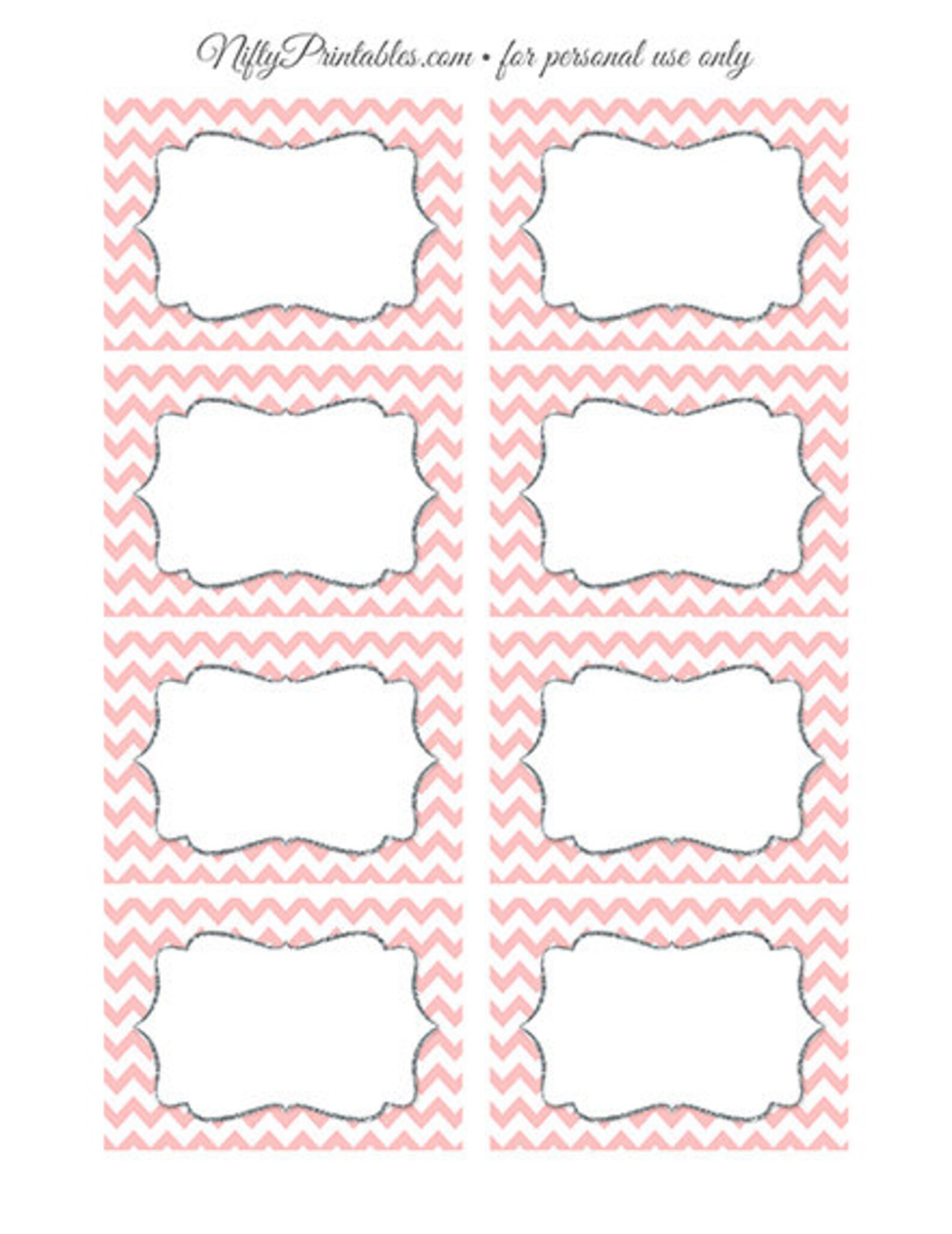 Pink Labels Pink Gift Tags Pink Gray Chevron Nametags | Etsy