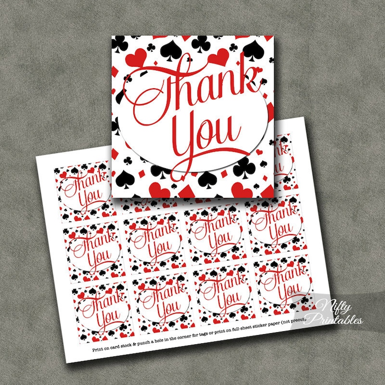Casino Thank You Tags Casino Favor Tags Printable Vegas - Etsy
