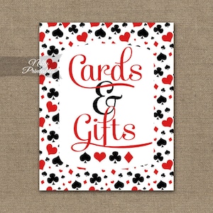 Cards and Gifts Sign - Casino Cards Gifts Table Sign - Las Vegas Party ...