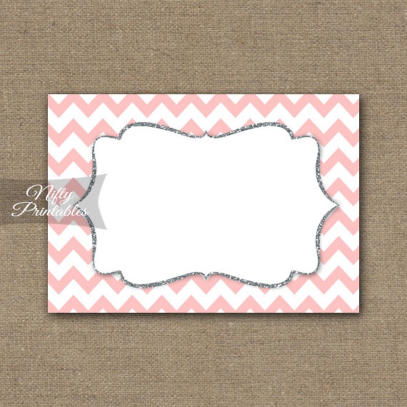 Pink Labels Pink Gift Tags Pink Gray Chevron Nametags | Etsy