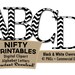 Black White College Chevron Digital Alphabet Letter Set - Varsity ...
