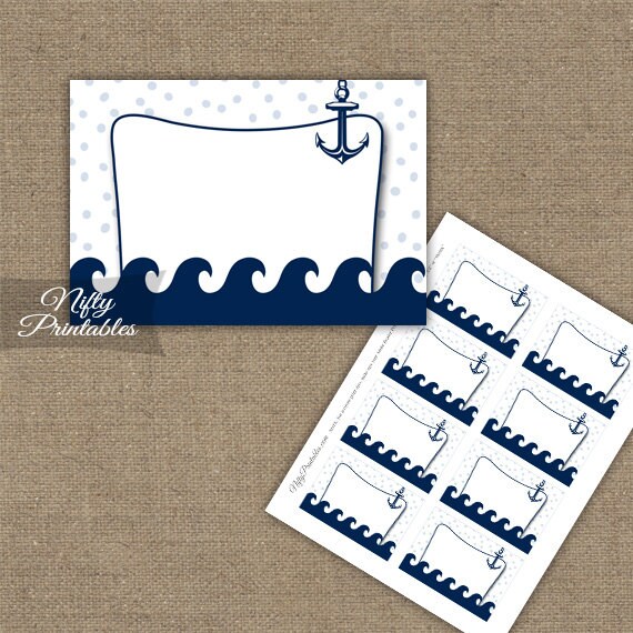 Paper & Party Supplies Navy and White Nautical Food Labels 12 Pink etna ...