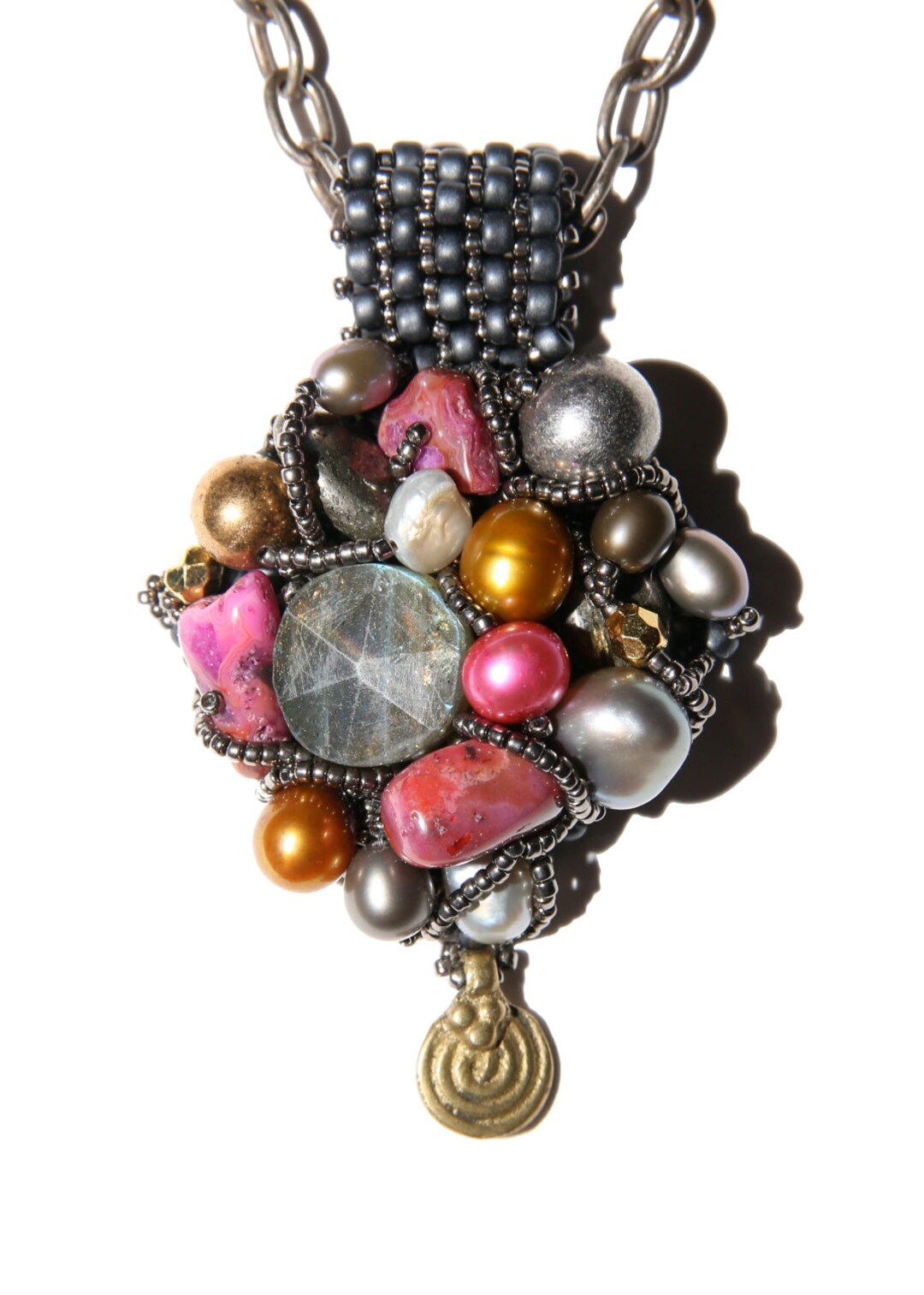 Encrusted Gem Pendant Jewelry Pattern: Beadweaving Design (PDF) - Etsy