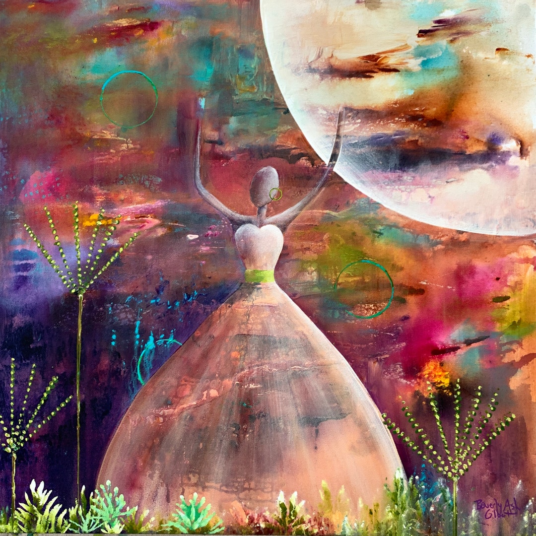 The Garden Glows in Moonlight, Print, Wall Art, Home Decor, Abstract ...