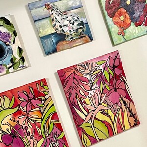 Abstract Original Chicken Painting #2, Colorful Spring Chicken Print ...