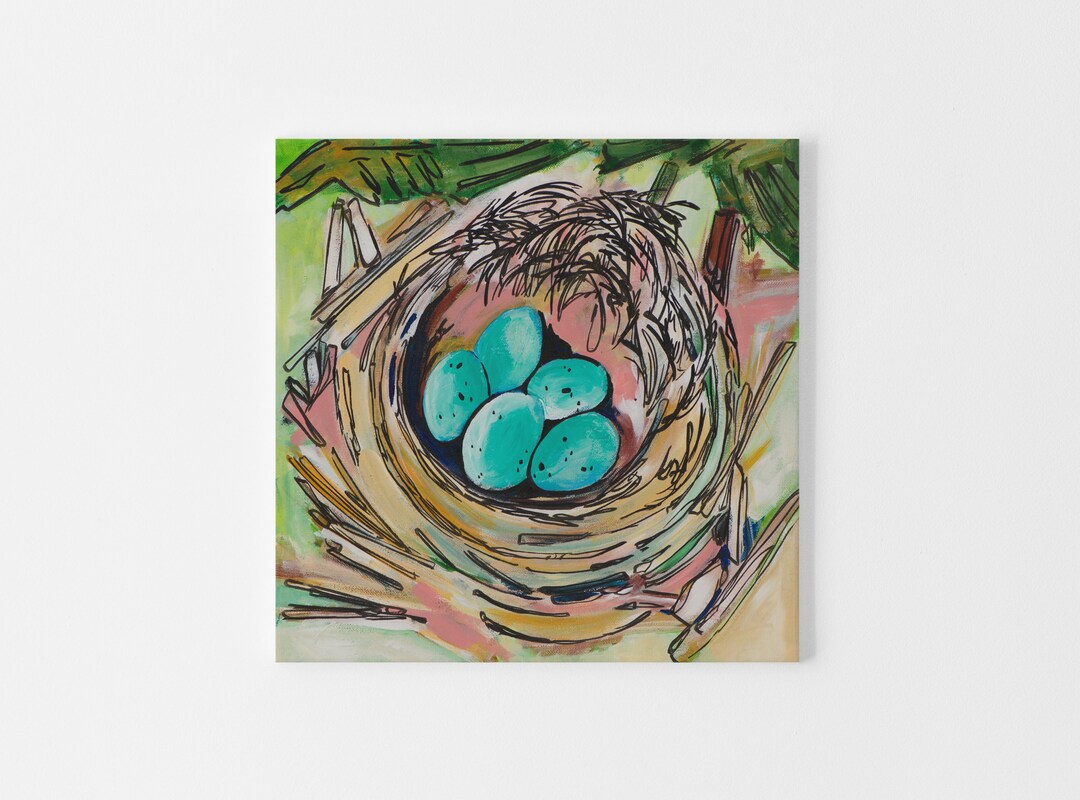 Robins Egg Original Canvas Wall Art by Artist Kandace Potter. Acrylic ...