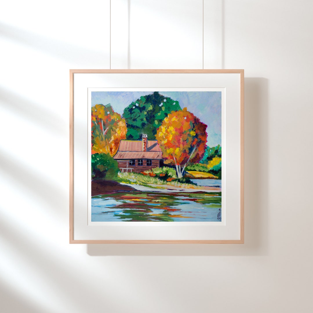 Gallery Wall Landscape Art Print, Rustic Cabin Art, Cabin in the Woods ...