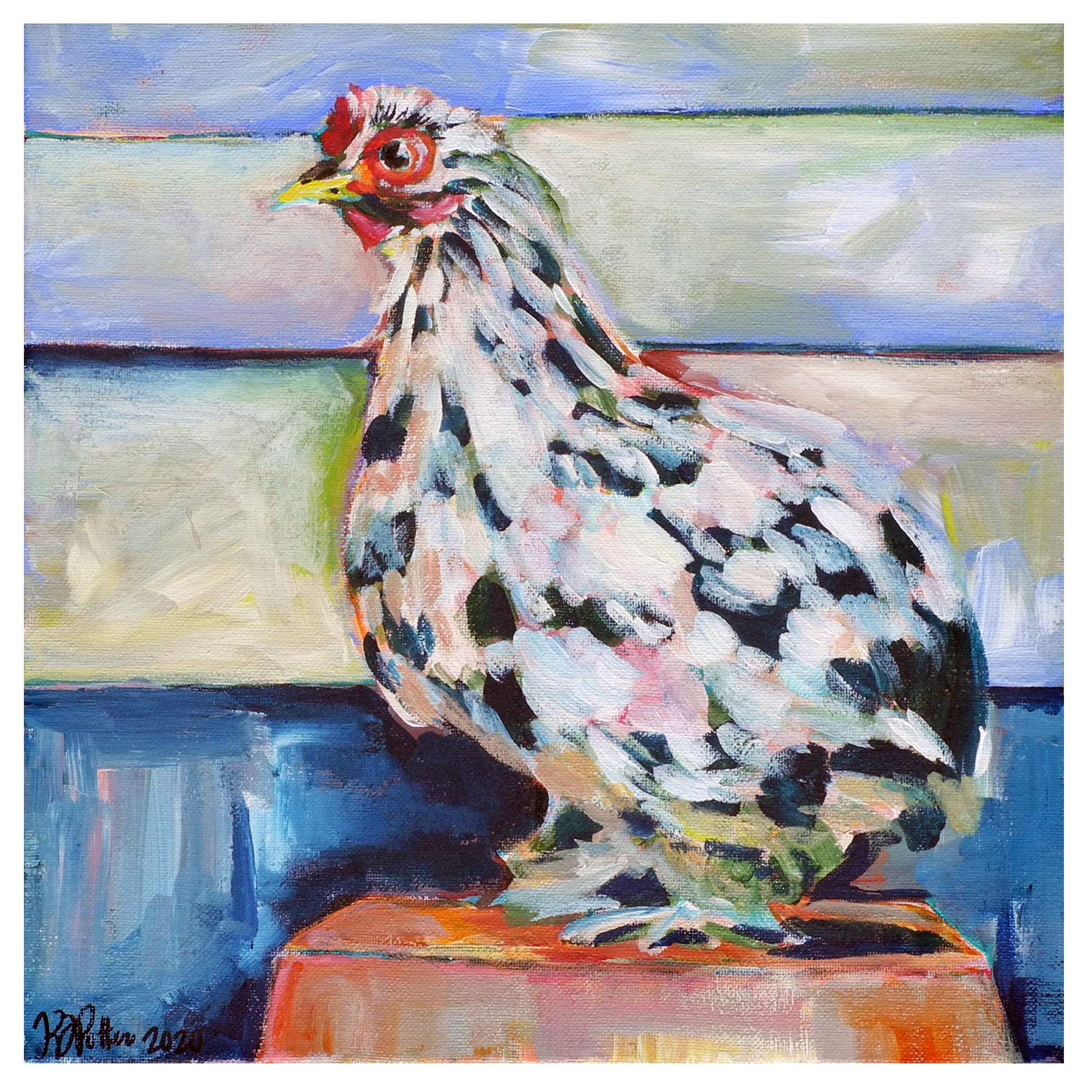 Abstract Original Chicken Painting Colorful Spring Chicken - Etsy UK
