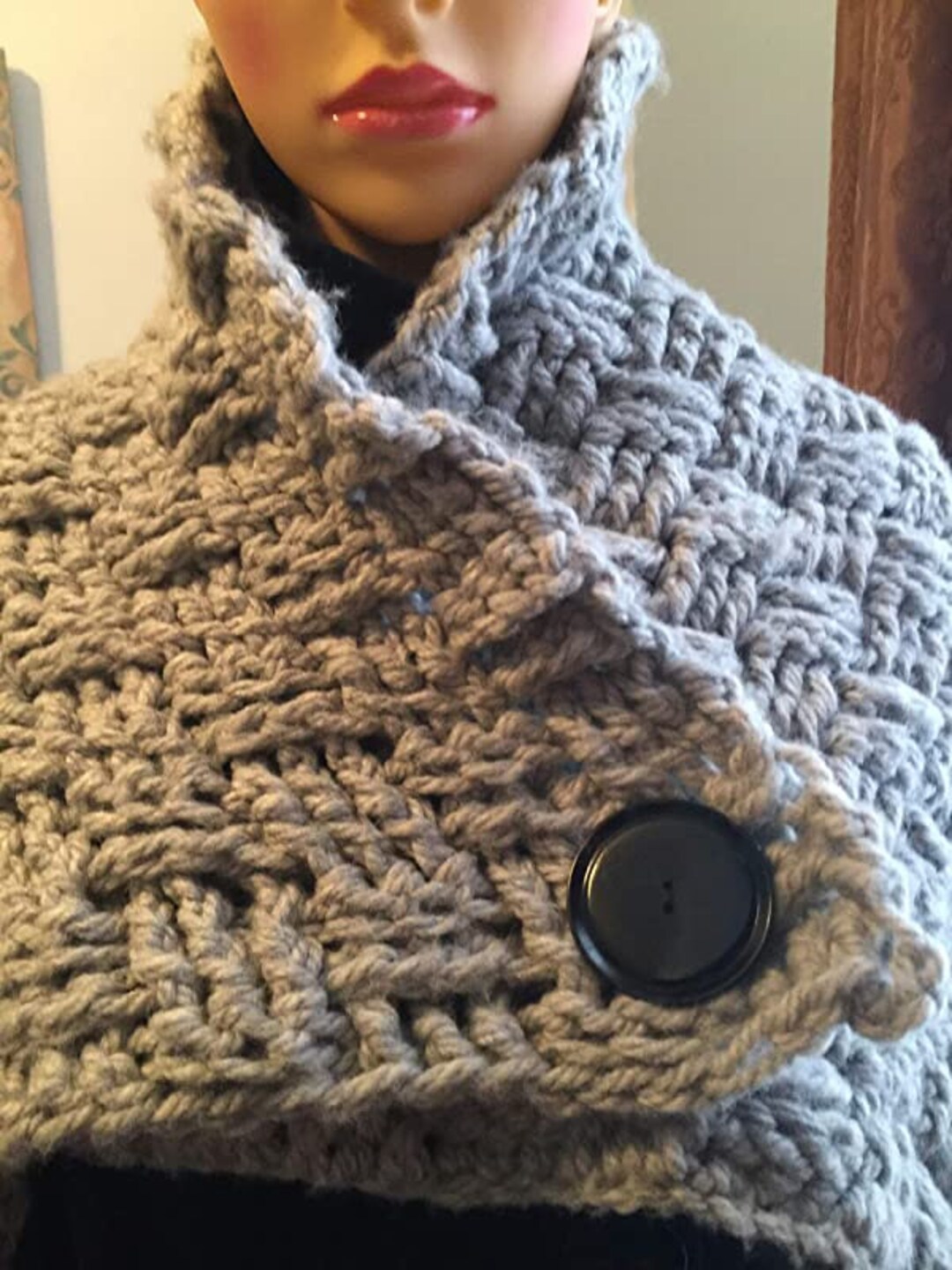 Chunky Crochet Stole Handmade Color Grey One Size - Etsy