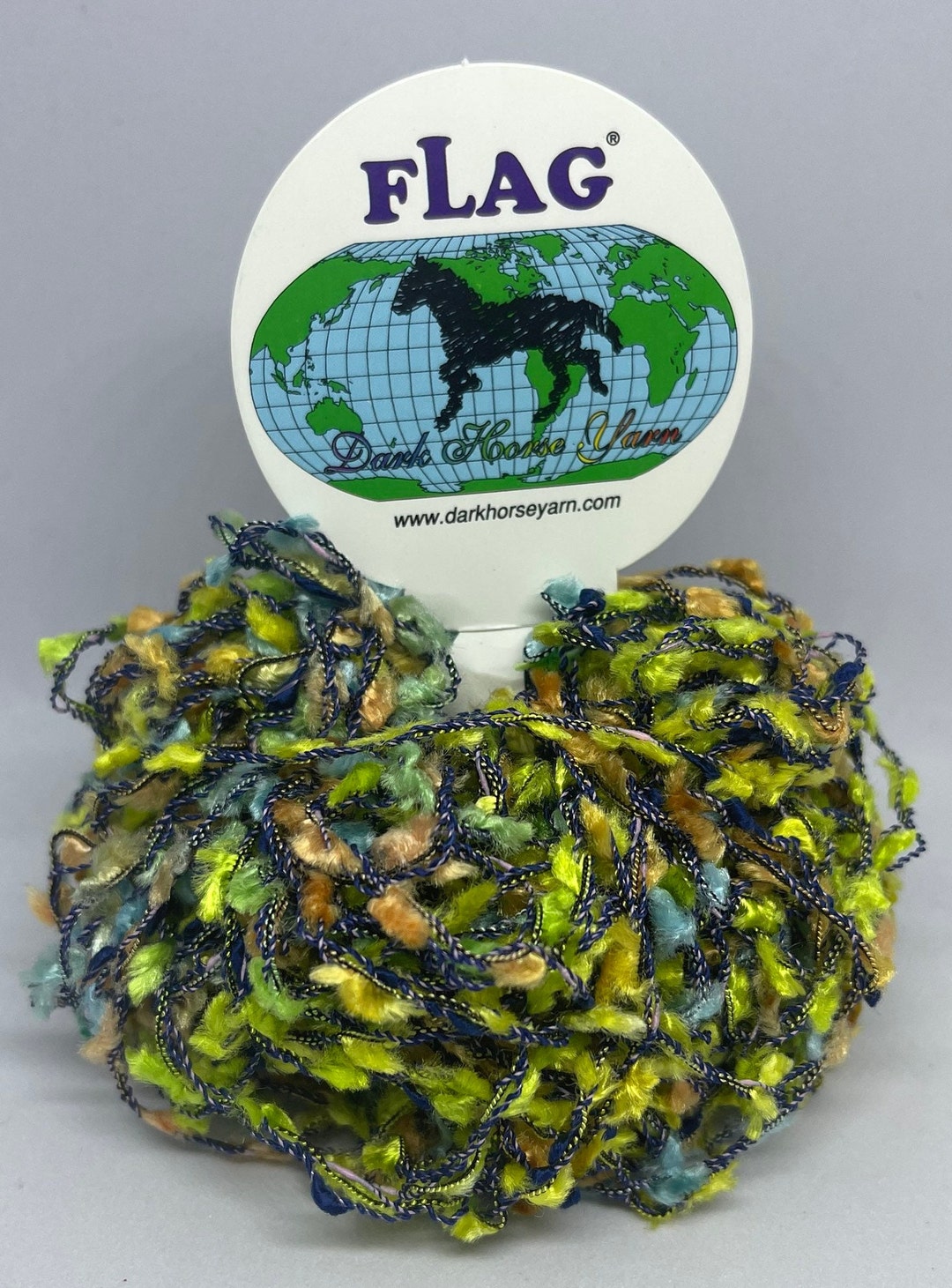 Dark Horse Yarns Flag #403 Pastel Blue Green Orange Black Mini Flag 20 ...