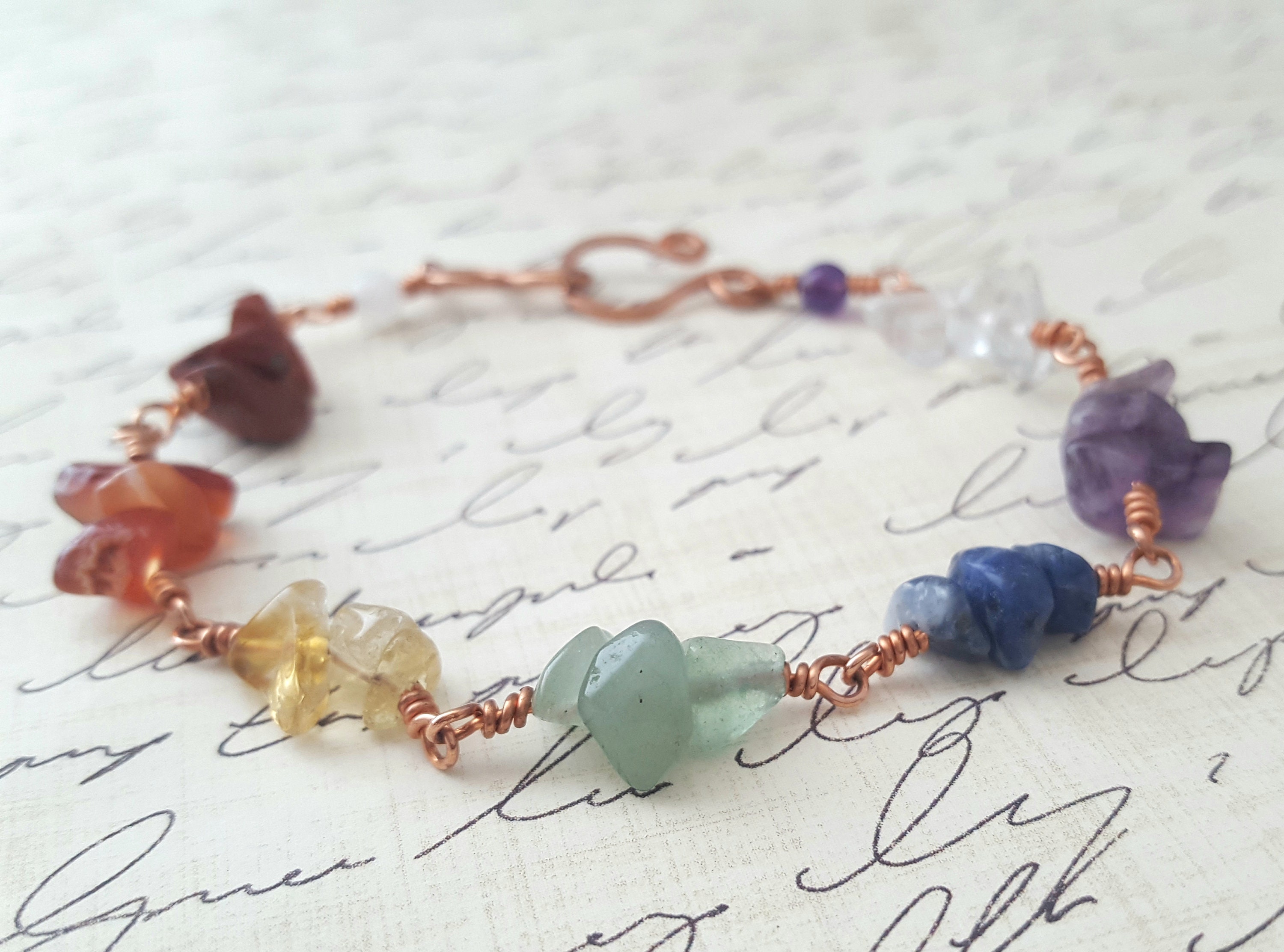 Chakra Bracelet Chakra Stones Natural Gemstone Chip Colorful Bracelet ...