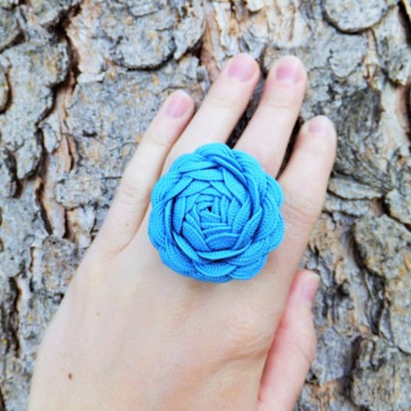 Fabric Flower Ring - Etsy