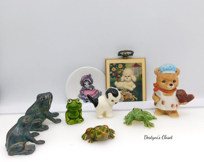 Vintage Miniatures, Homco Bear, Frogs, Cat, Miniature Dog, Tiny Cat ...
