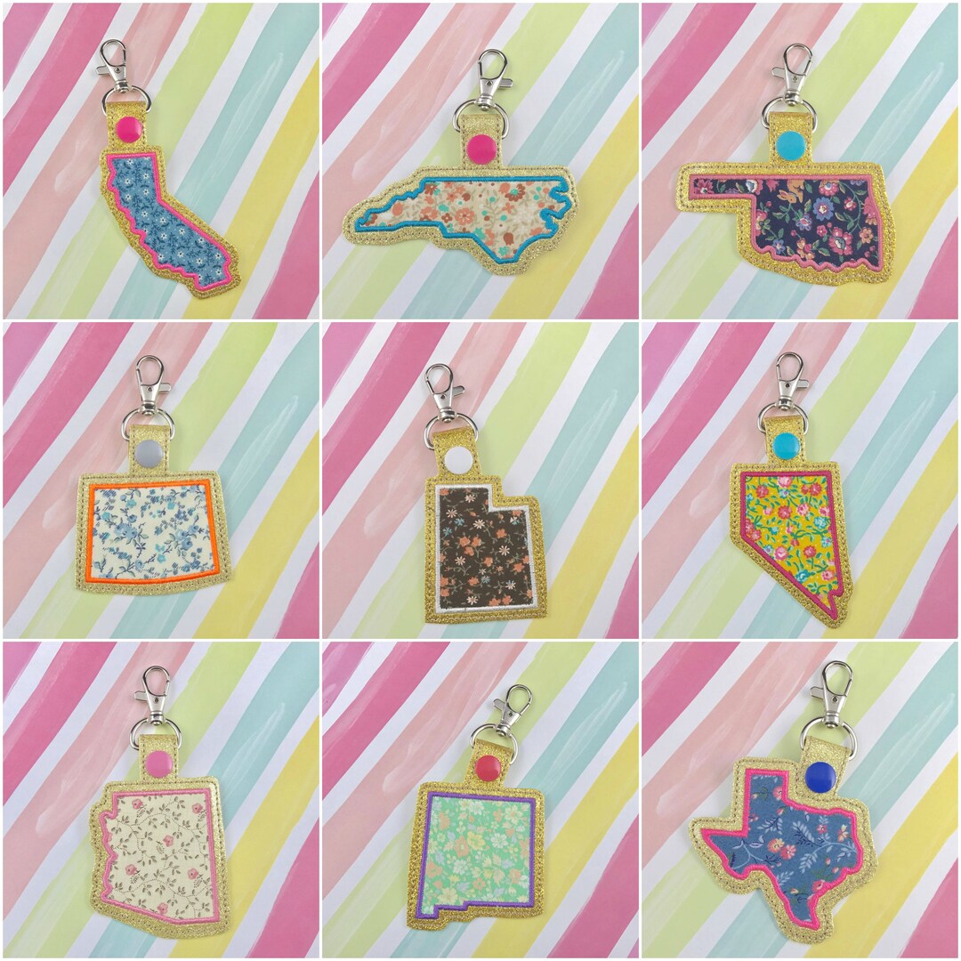 State Pack 1 Applique Snap Tab Embroidery Digital File Instant Download ...
