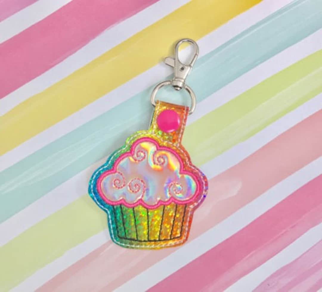 Cupcake Snap Tab Embroidery Digital File Instant Download Key Fob ...