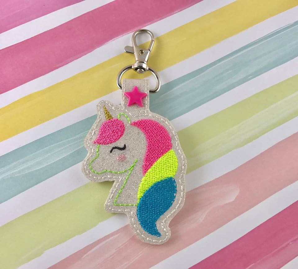 Unicorn Snap Tab Embroidery Digital File Instant Download key | Etsy