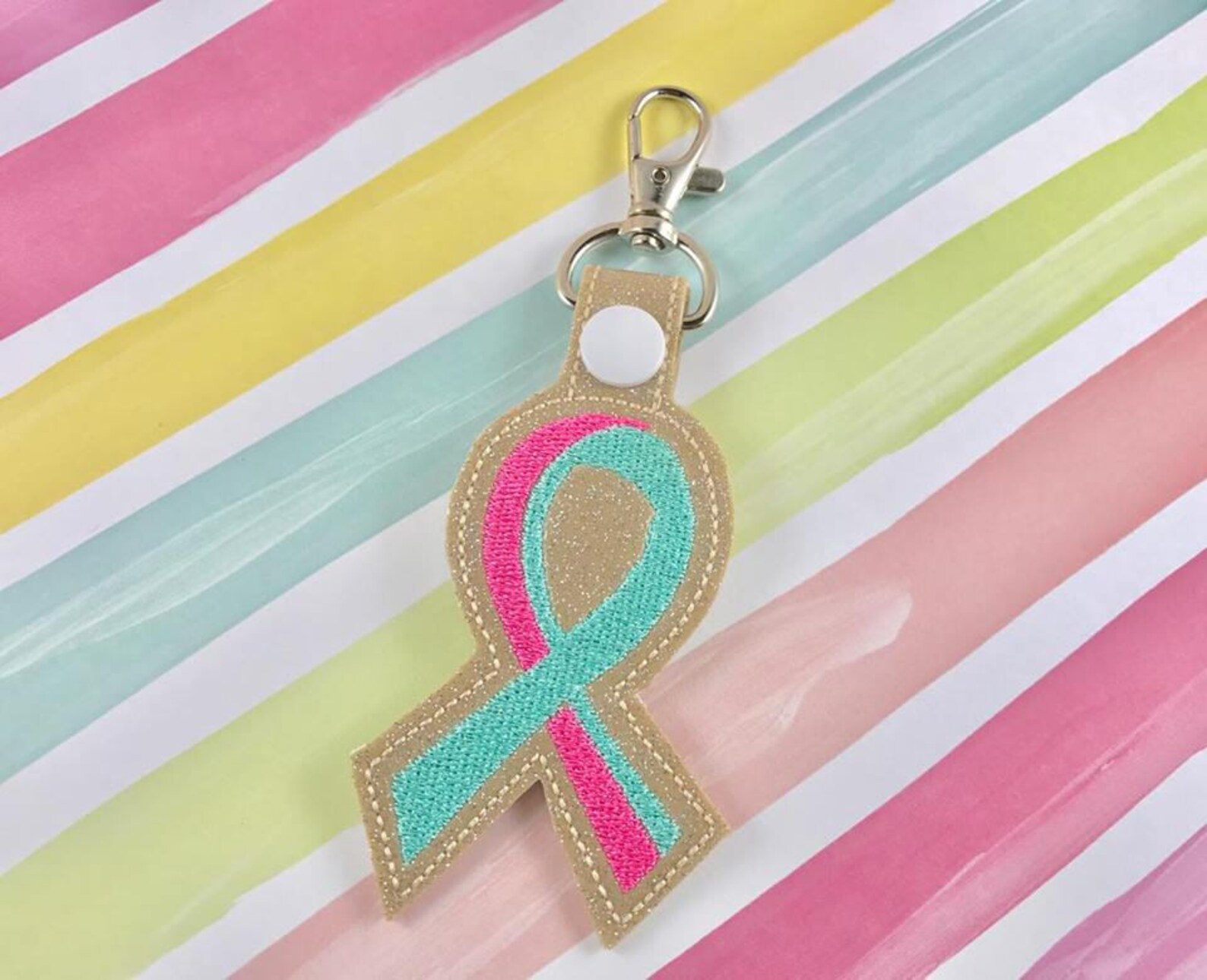 Two Tone Awareness Ribbon Snap Tab Embroidery Digital File | Etsy