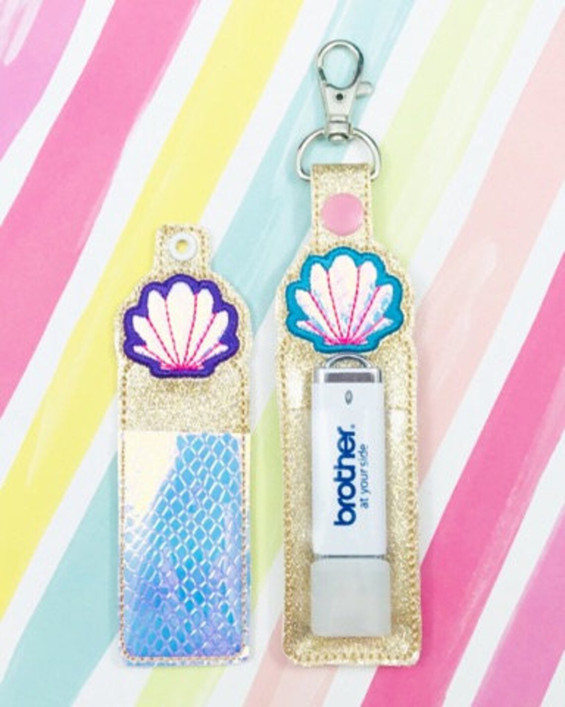 Shell Mermaid Lip Balm Chapstick Set Snap Tab Embroidery Digital File ...