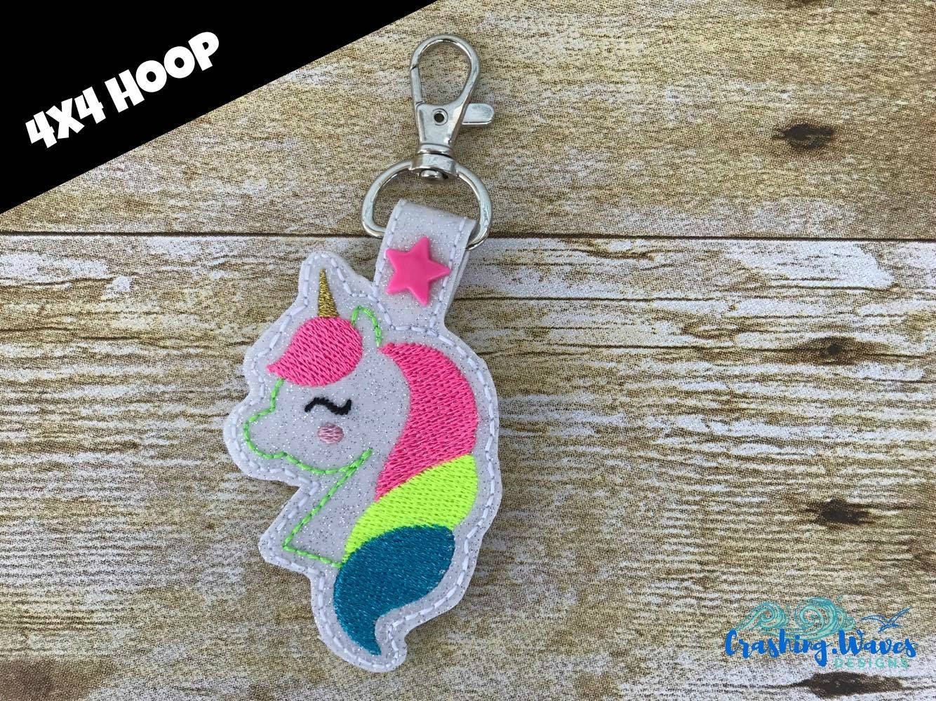Unicorn Snap Tab Embroidery Digital File Instant Download key | Etsy