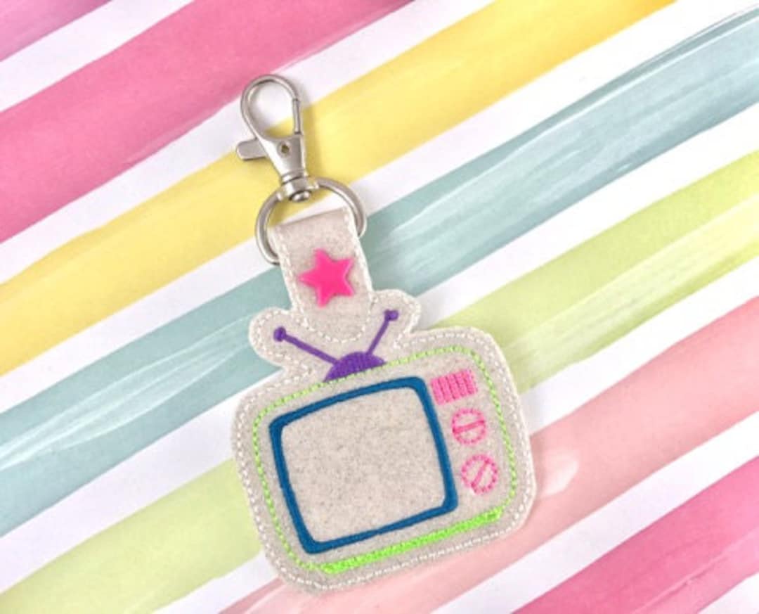 Television Snap Tab Embroidery Digital File Instant Download Key Fob ...