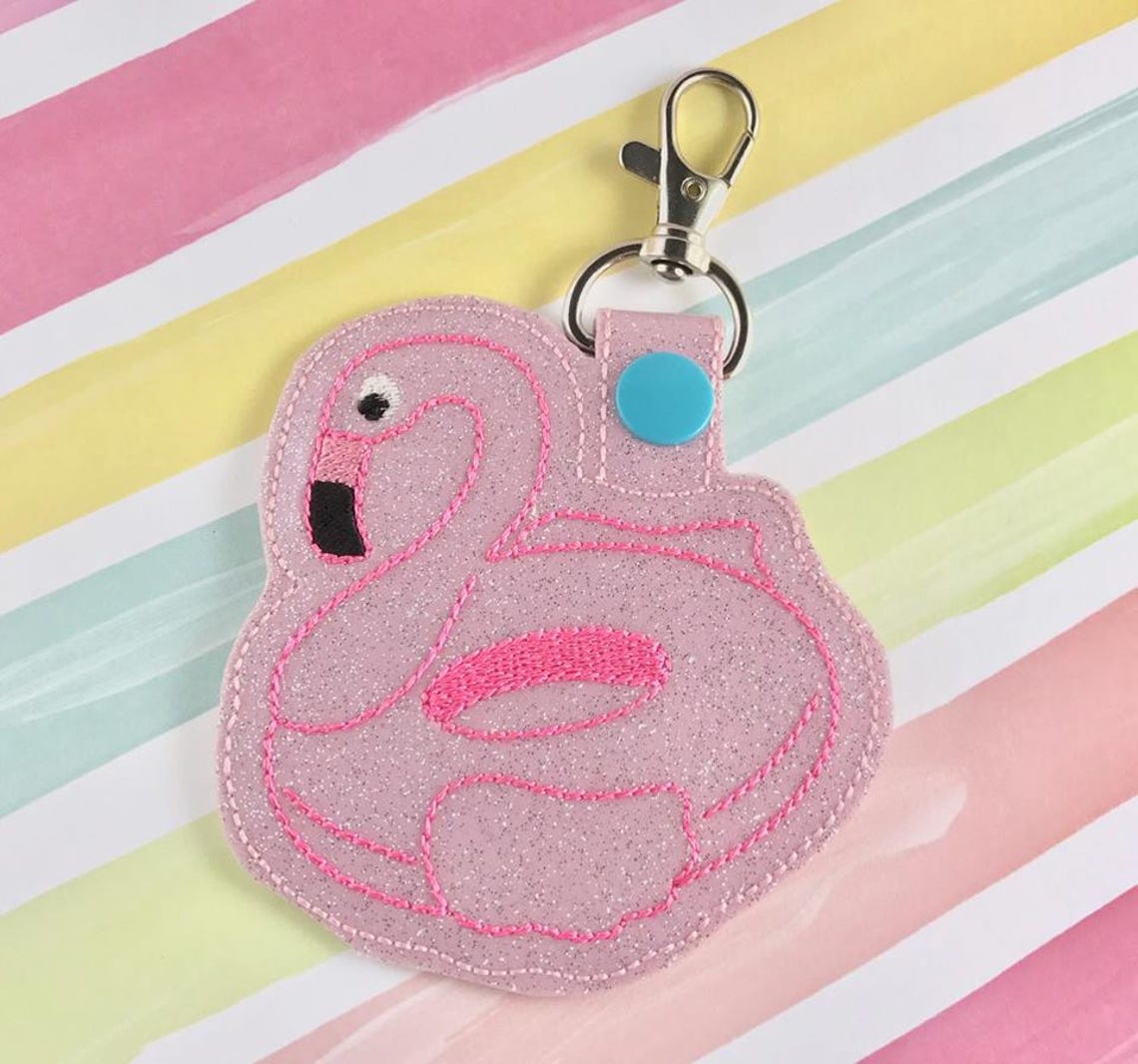 Flamingo Snap Tab Embroidery Digital File Instant Download Key - Etsy