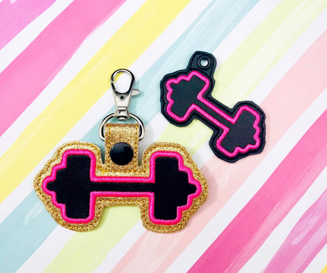 Dumbbell Set Snap Tab Embroidery Digital File Instant Download Key Fob ...