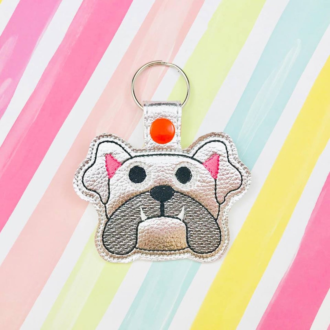 Bulldog Snap Tab Embroidery Digital File Instant Download Key Fob ...