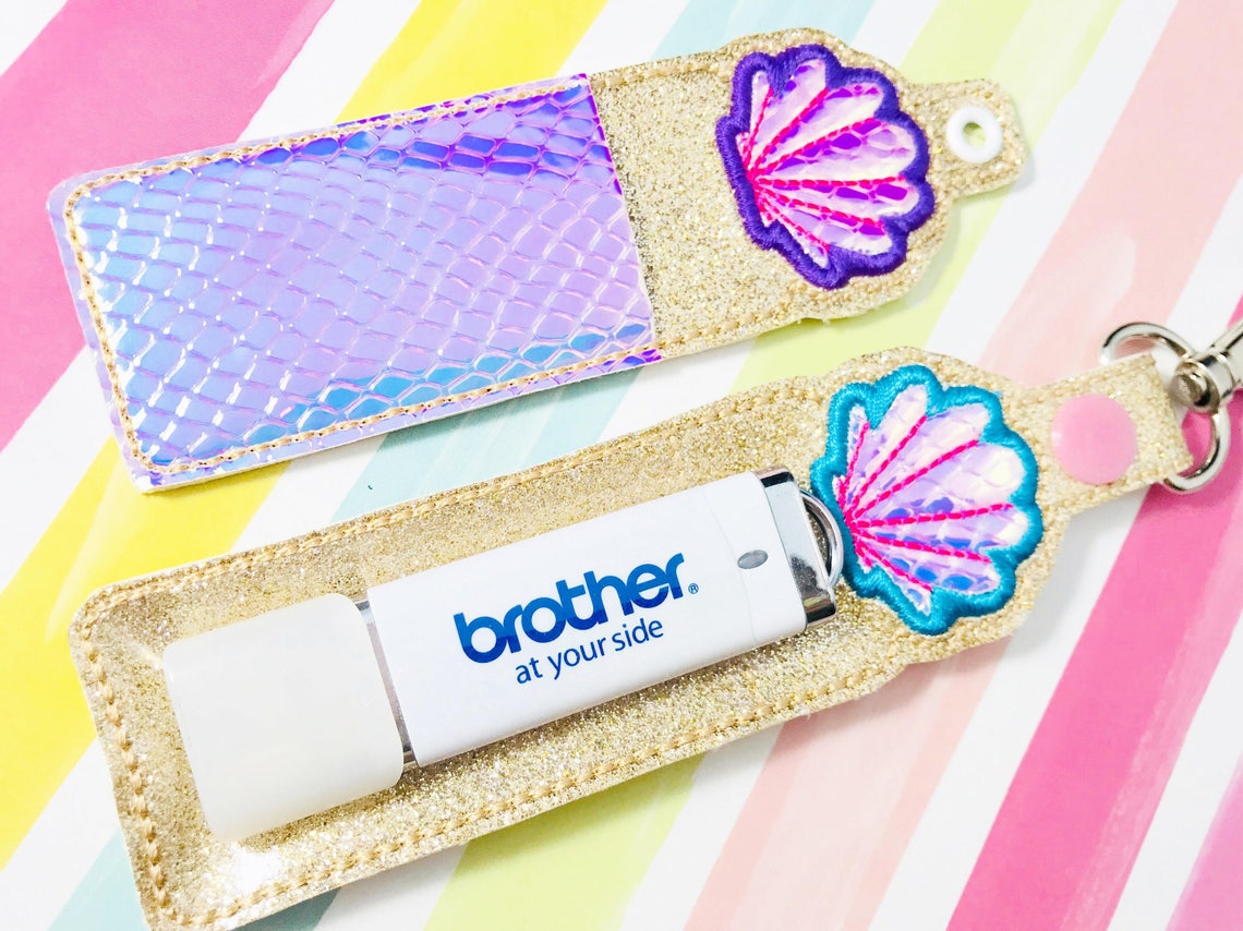 Shell Mermaid Lip Balm Chapstick Set Snap Tab Embroidery Digital File ...