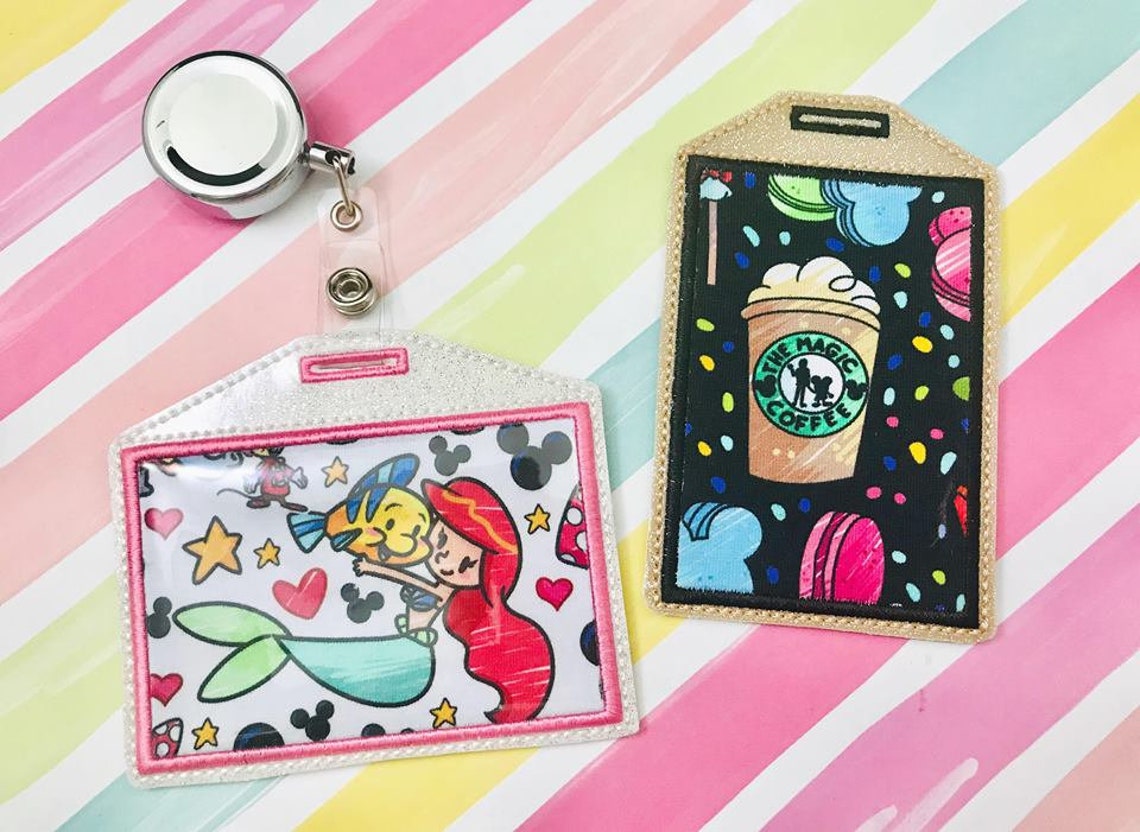 Badge ID Holder Applique Set: Snap Tab Embroidery Design (digital ...