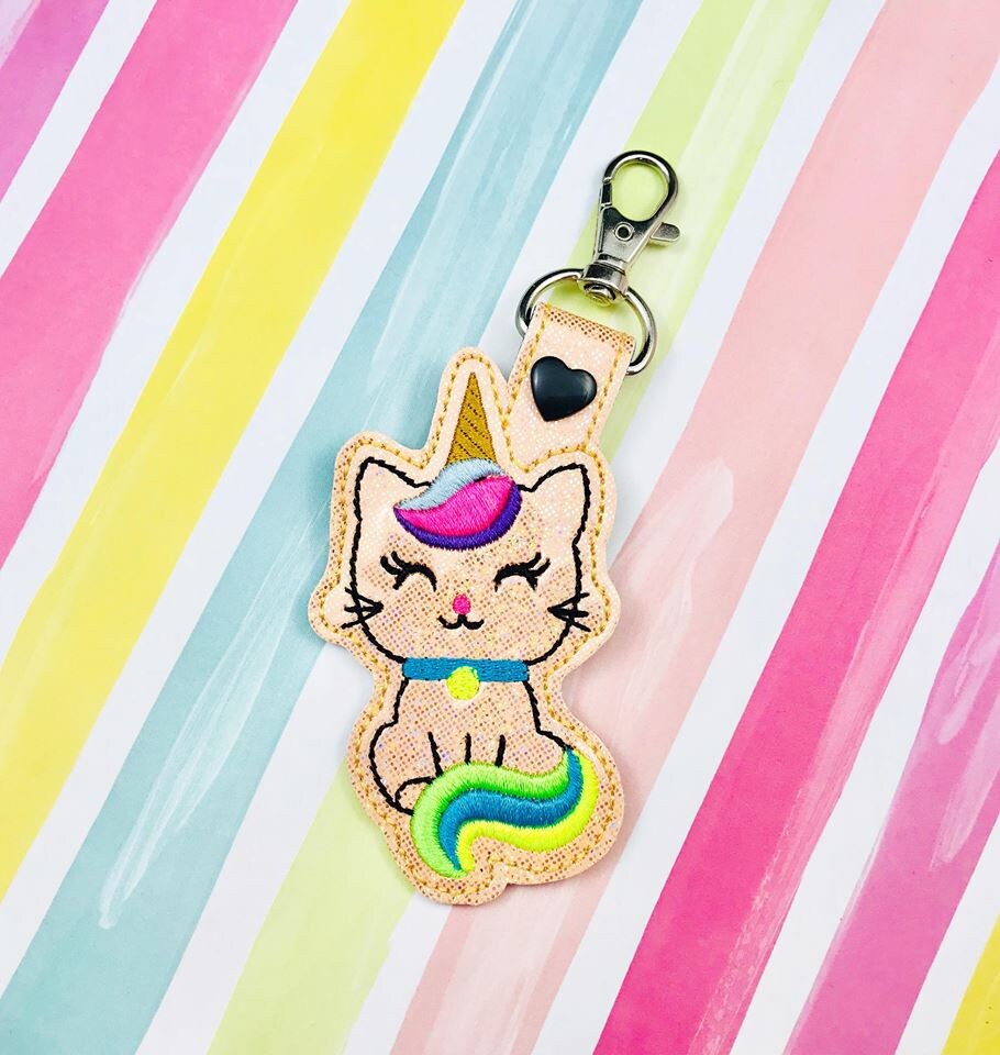 Kittycorn Unicorn Kitty Cat Snap Tab Embroidery Digital File - Etsy