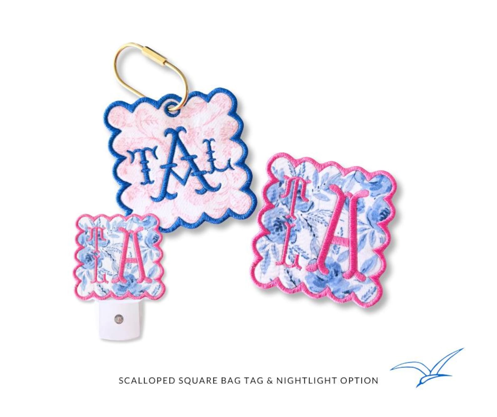 Scalloped Square Bag Tag Machine Embroidery Design - Etsy