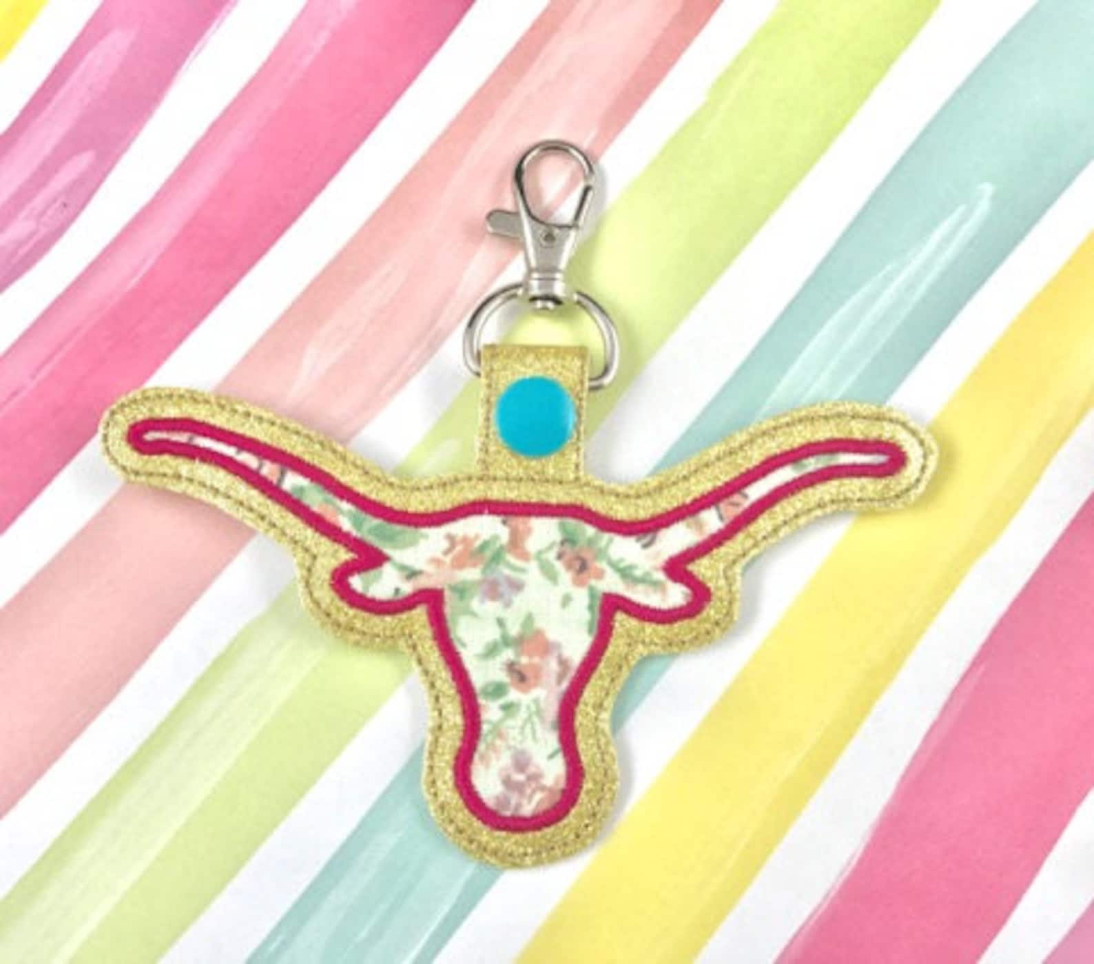 Longhorn Applique Snap Tab Embroidery Digital File Instant Download Key ...