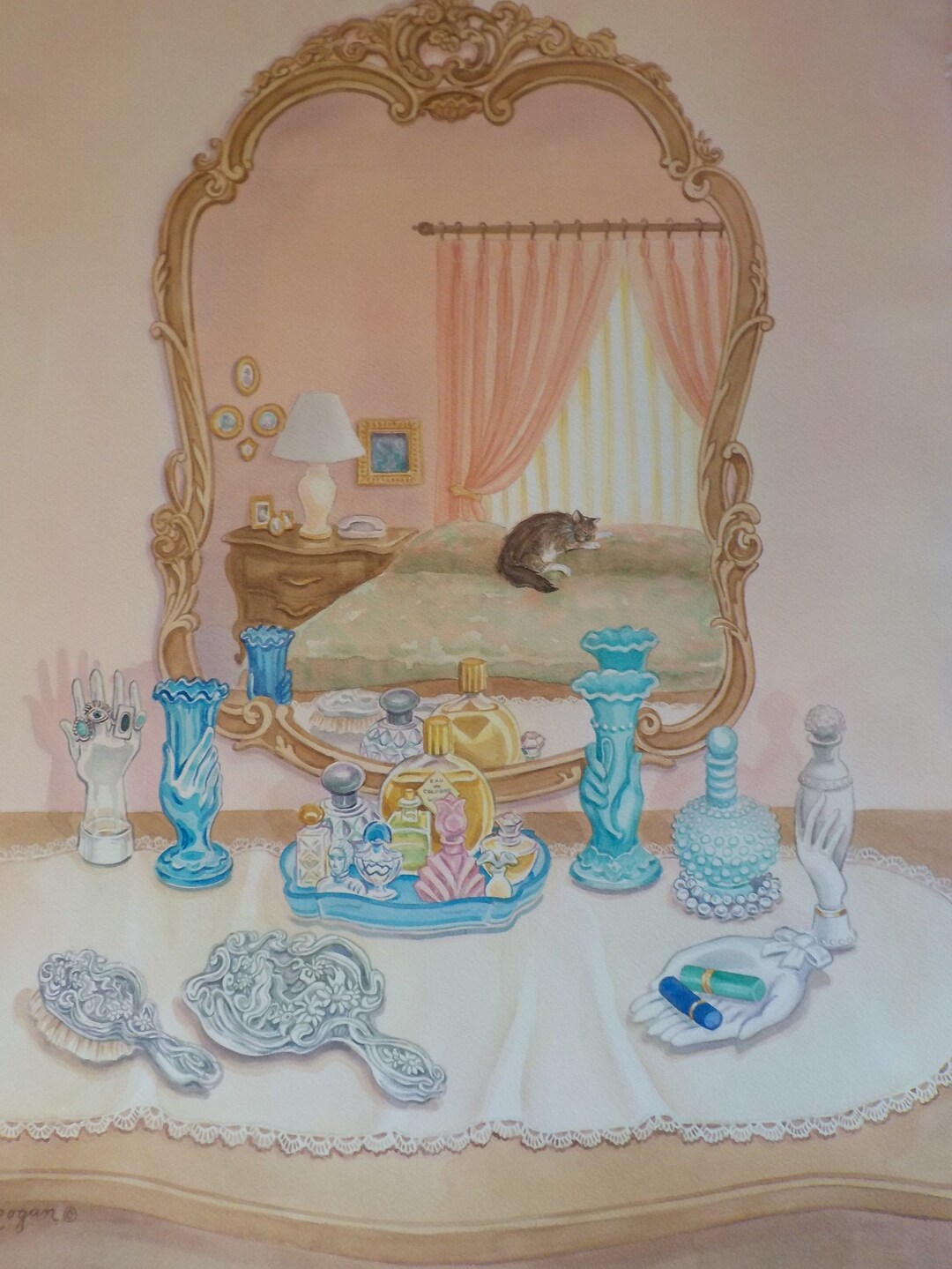 Original Watercolor Painting by Frieda Logan Dressing Table Still Life ...