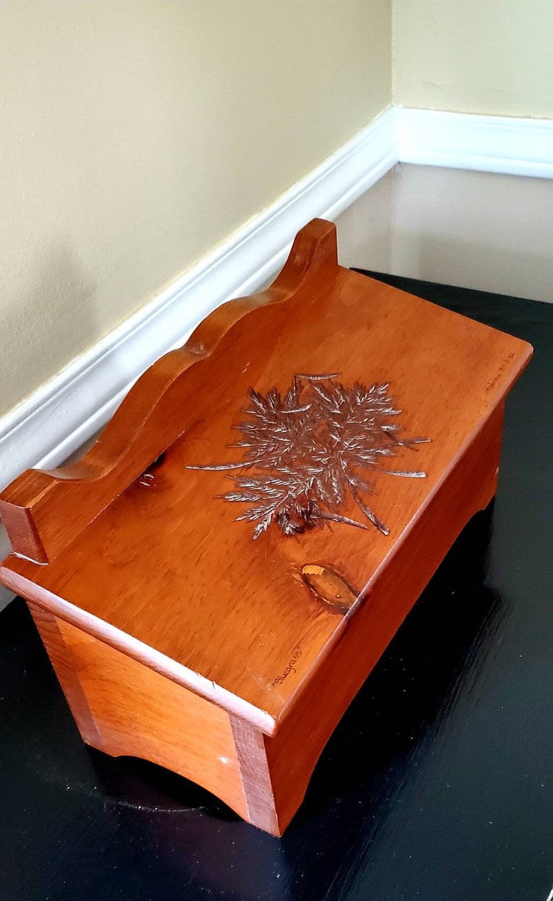 Small Wooden Box...engraved Wheat Pattern on Lid...divided - Etsy