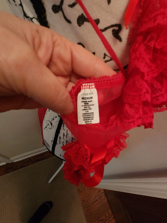 Red lingerie set...teddy and matching cover up...ruff… - Gem