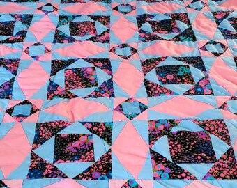 Pink and Blue Quilt | Etsy