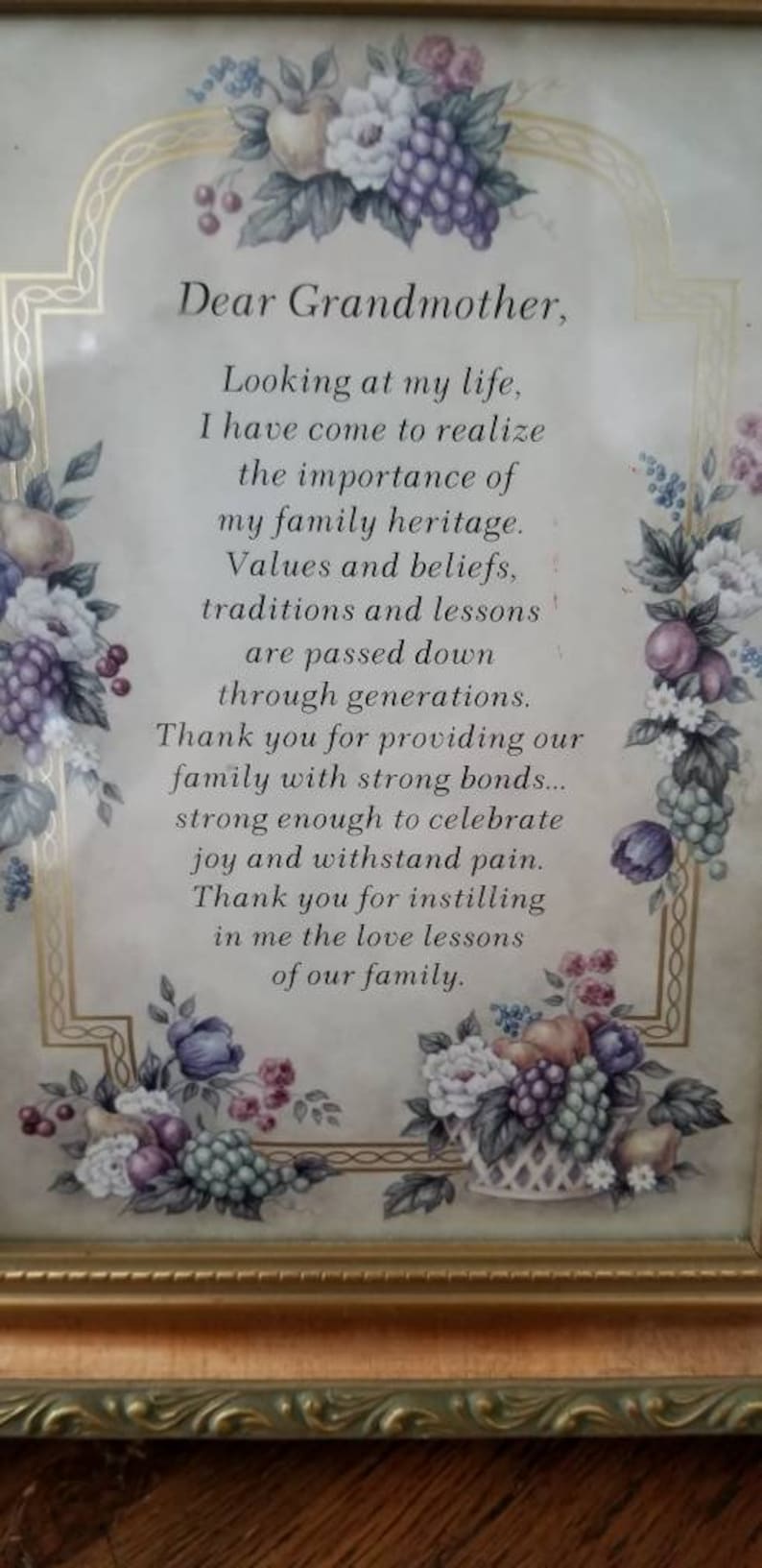 Dear Grandmother Keepsake....poem....ornate Gold - Etsy