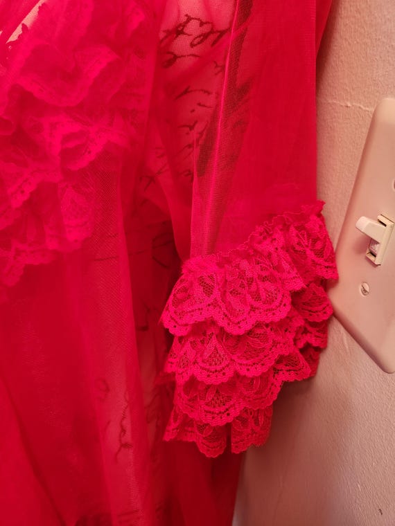 Red lingerie set...teddy and matching cover up...ruff… - Gem