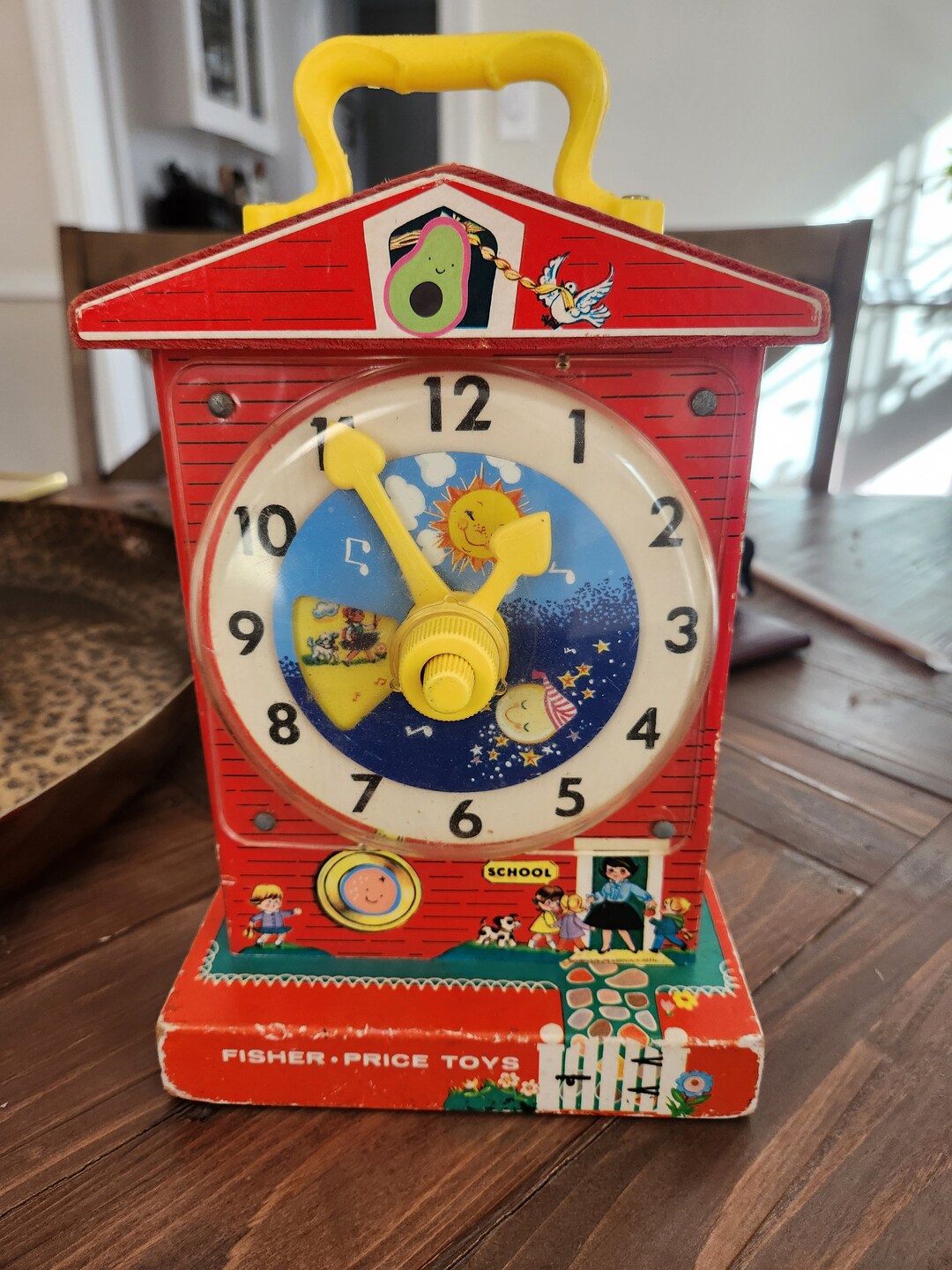 Vintage Toy Teaching Clock...fisher-price....moving Hands...ticking ...