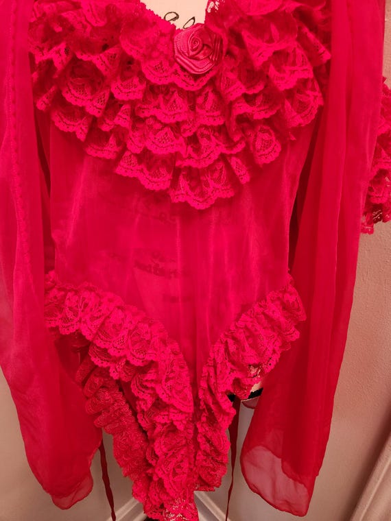 Red lingerie set...teddy and matching cover up...ruff… - Gem