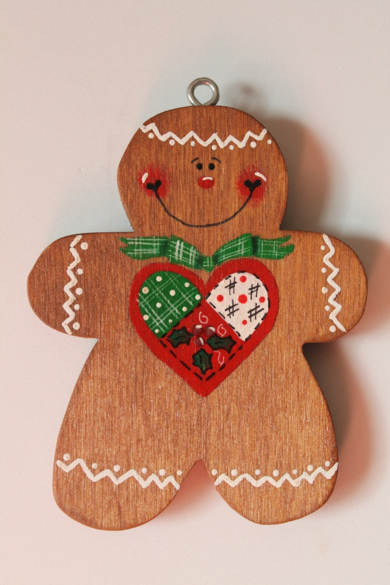 Tole Painted Wood Gingerbread Man Ornament - Etsy