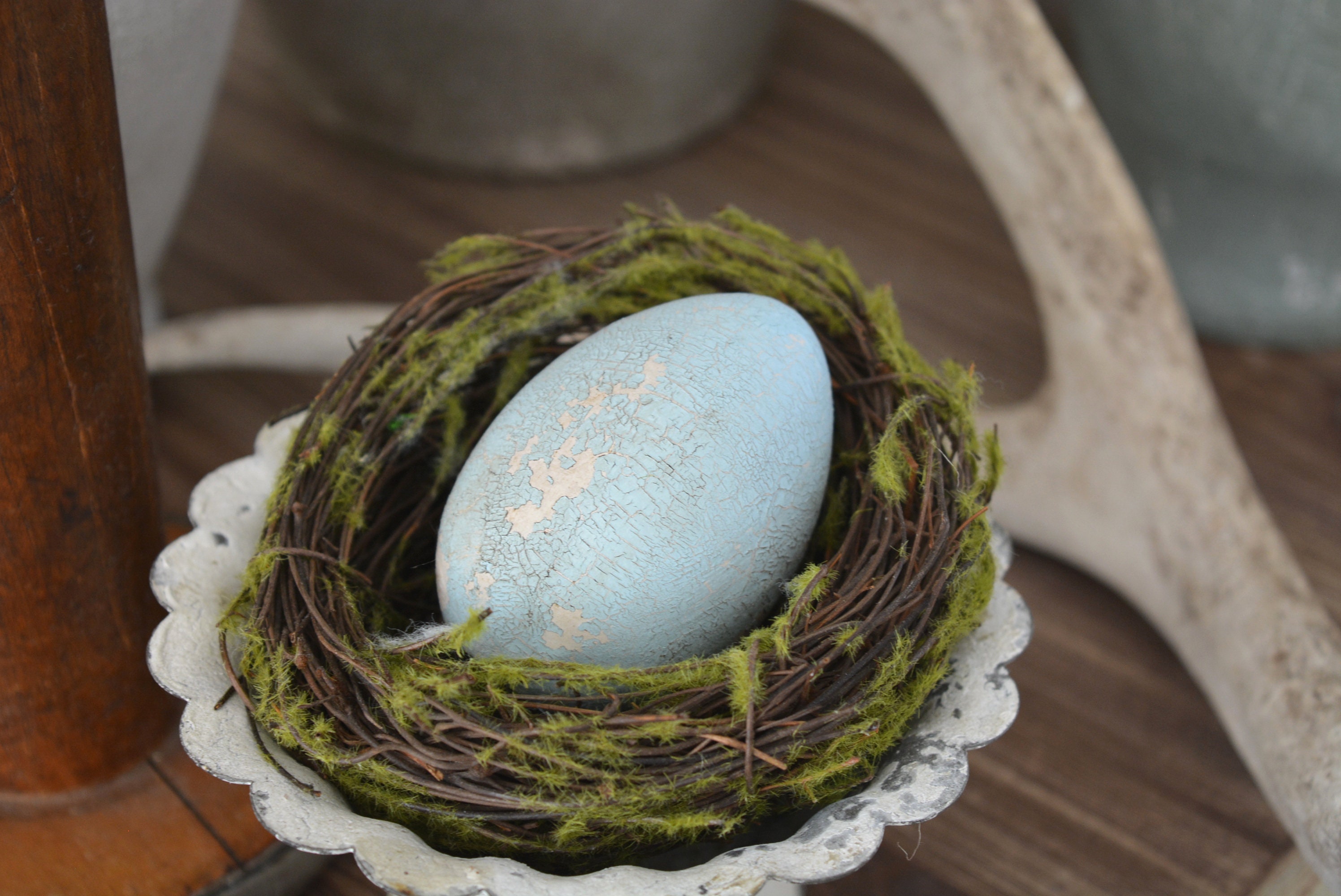 French Blue Chippy Easter Egg, Tiered Tray Decor, Easter Decor ...