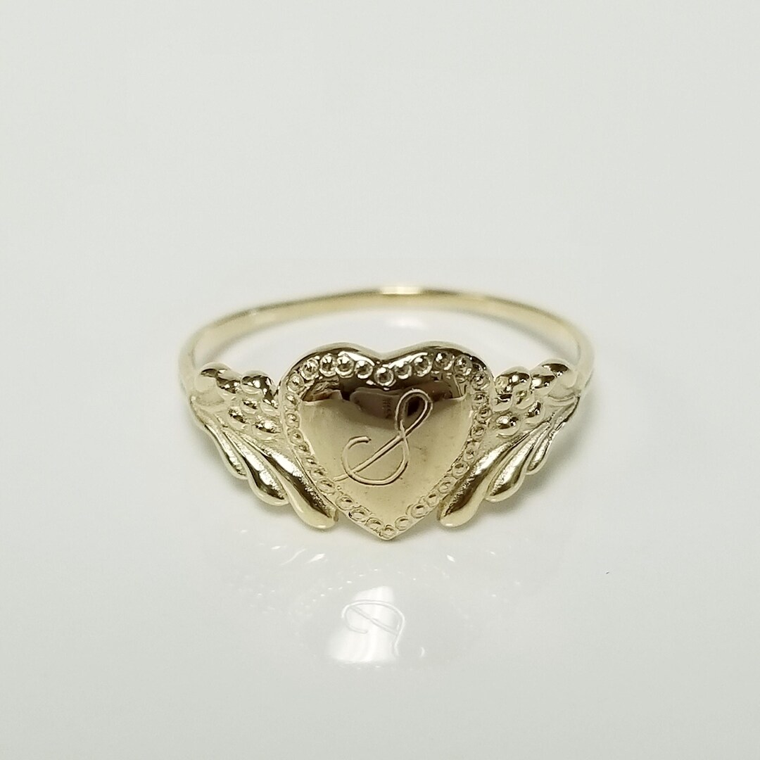 S Size 3 Estate 10k Yellow Gold Monogram Cursive S Capital Initial ...