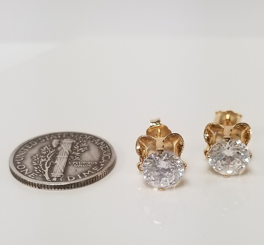 6.5mm Estate New 14k Yellow Gold 1.5ct Cz Diamond Earrings Studs ...