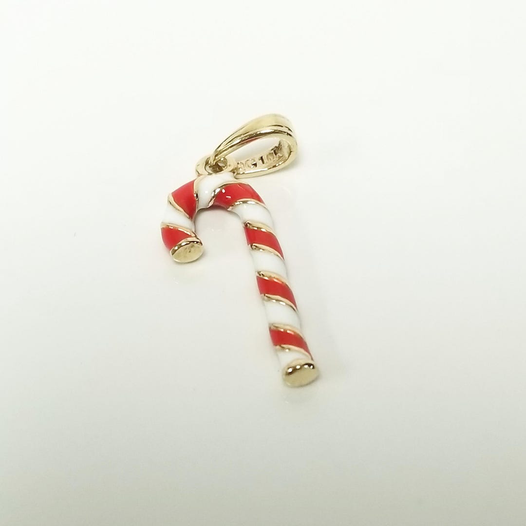 1" Estate 10k Yellow Gold Candy Cane Red White Enamel Christmas G707 - Etsy